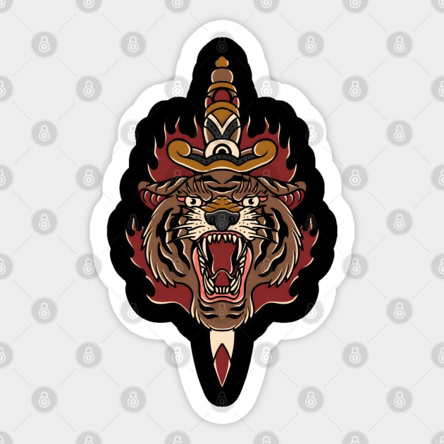 Tiger Fine Line Tattoo - Tiger Fine Line Tattoo - Sticker | TeePublic