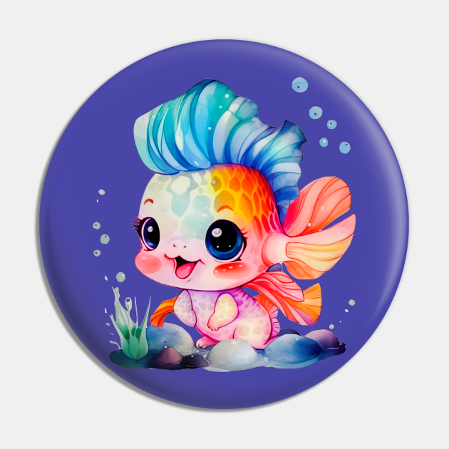 Cute, happy baby fish design - Cute Baby Fish - Pin | TeePublic