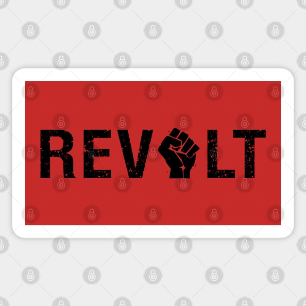 Revolt (black text with raised fist) Protest Message - Revolt - Sticker ...