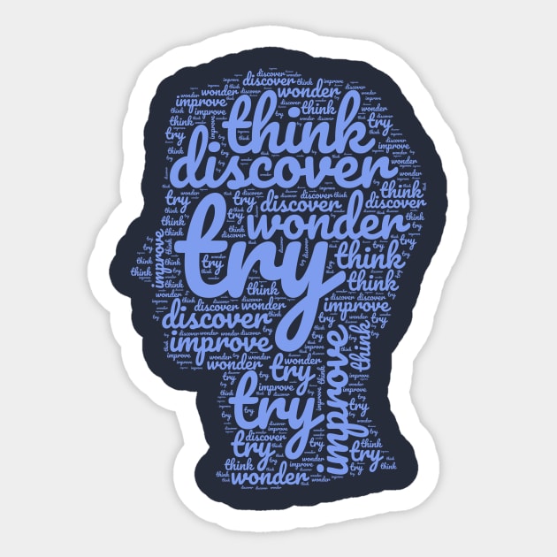 Motivational Word Cloud Head | Typography Design - Motivation - Sticker ...