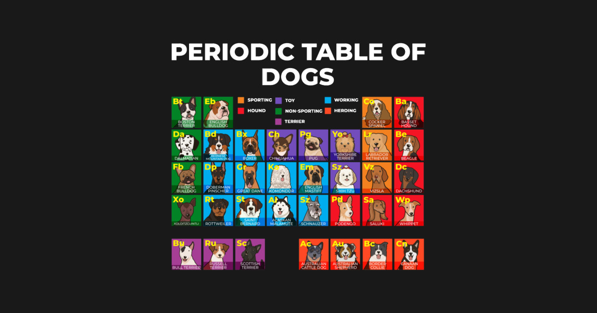 Periodic Table of Dogs - Periodic Table Of Dogs - T-Shirt | TeePublic