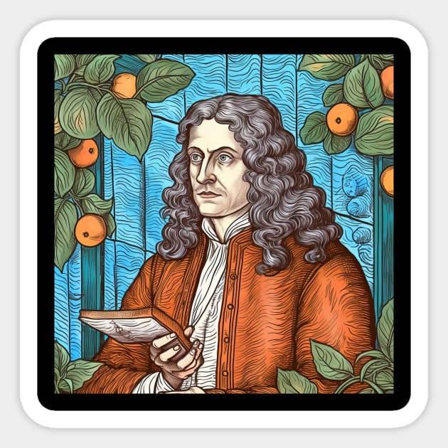 Isaac Newton scientist - Art Nouveau - Sticker | TeePublic