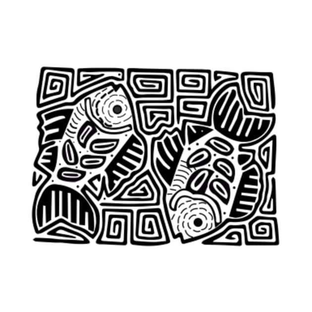 mola from panama with black and white fish designs. - Panama - T-Shirt ...