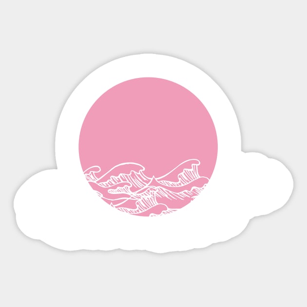 Pink waves - aesthetic art - Waves - Sticker | TeePublic