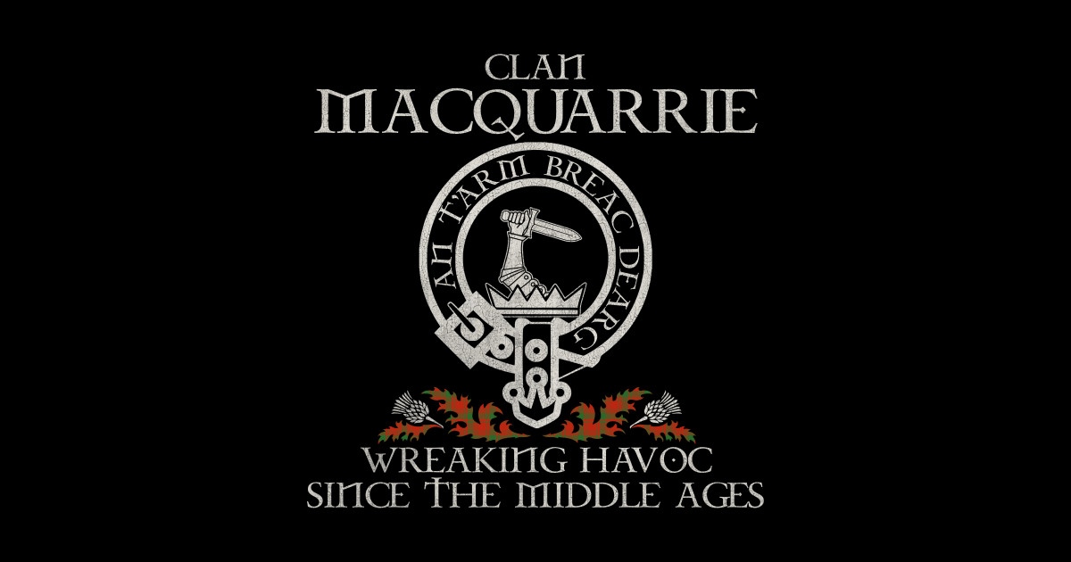 Clan Macquarrie crest Scottish surname tartan Thistle vintage ...