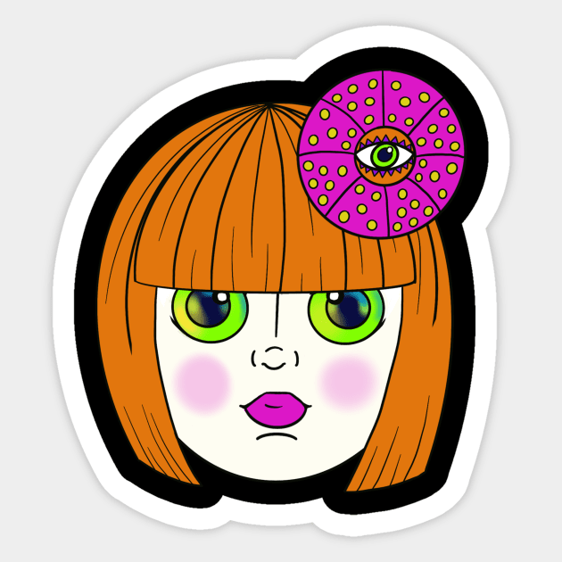 Yayoi Kusama Inspired Baby Doll-Red Hair - Yayoi Kusama - Sticker ...