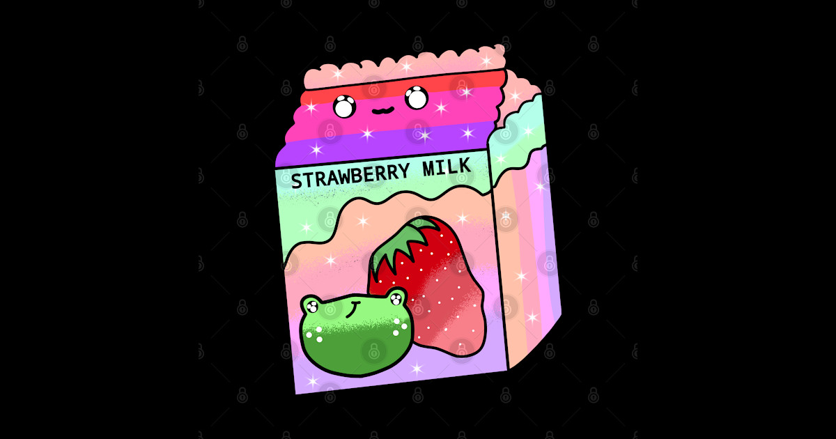 Kawaii strawberry milk cute froggy japanese milk carton - Strawberry ...