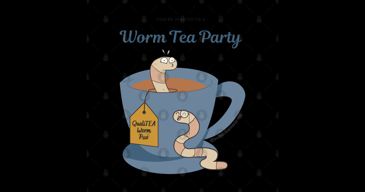 Worm Tea Party - Worms - Sticker | TeePublic