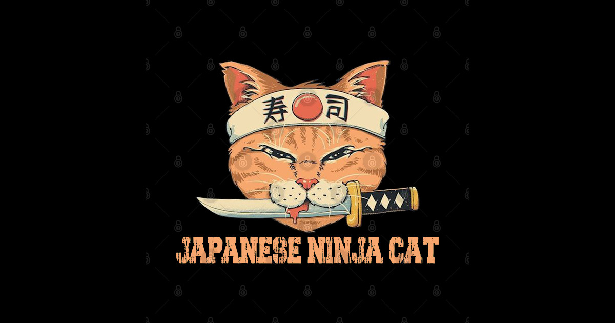 Japanese Ninja Cat - Ninja Cat - Sticker | TeePublic