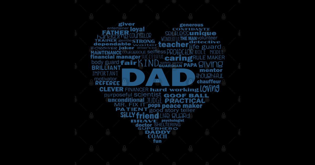 Dad Heart Word Cloud - Blue - Dad - Mug | TeePublic