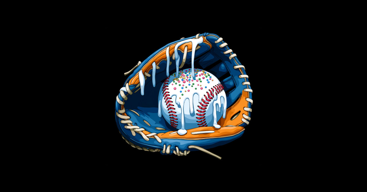 Baseball Drip Ice Cream Sprinkles Baseball Glove - Baseball Drip Ice ...