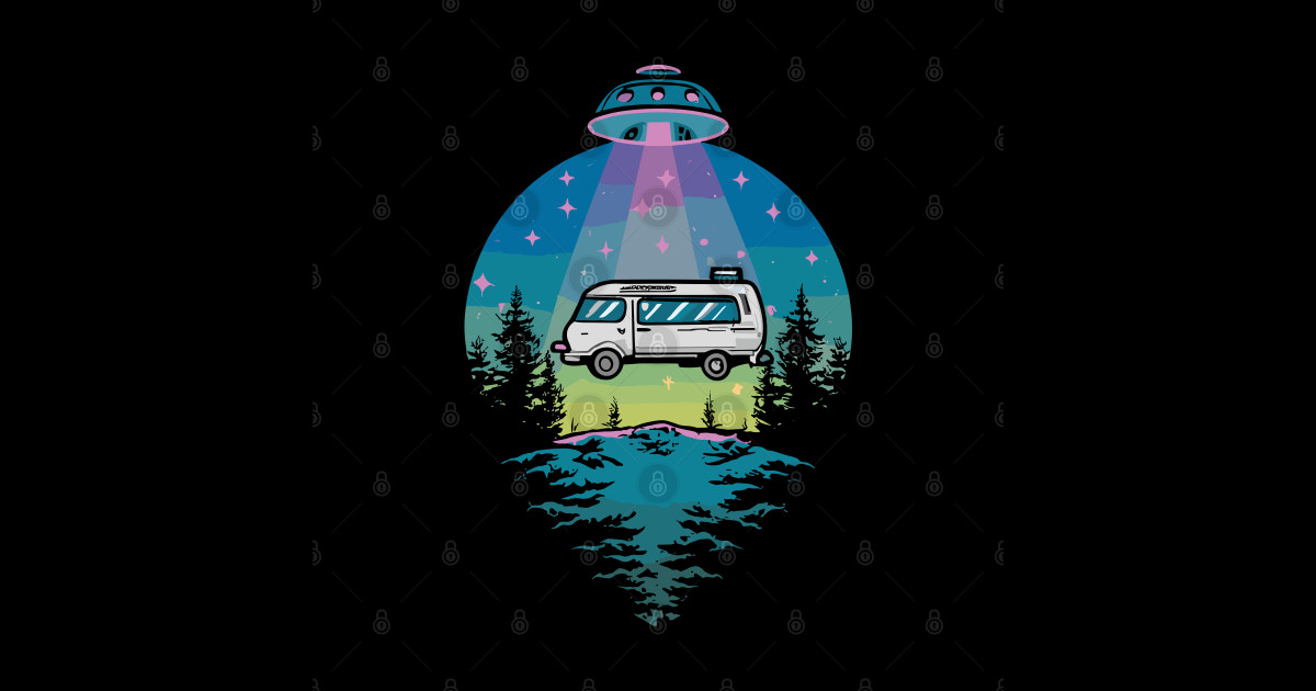 Funny UFO Abduction Camper And Flying Saucer Retro Design - Ufo ...