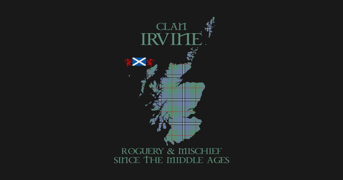 Clan Irvine of Glentulchan tartan Scotland map Saltire flag and lion ...