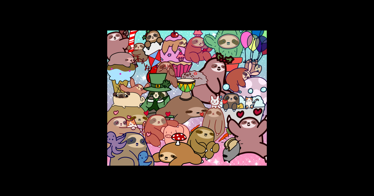 Pretty Sloth Collage - Sloth - Sticker | TeePublic