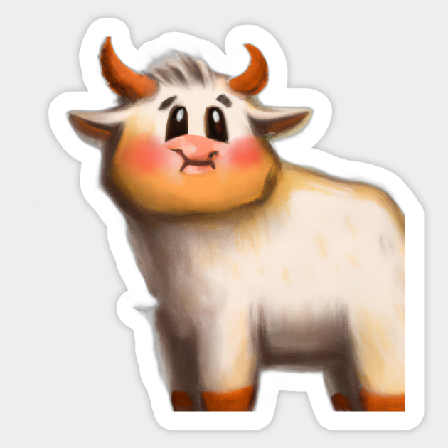 Cute Ox Drawing - Cute Ox - Sticker | TeePublic