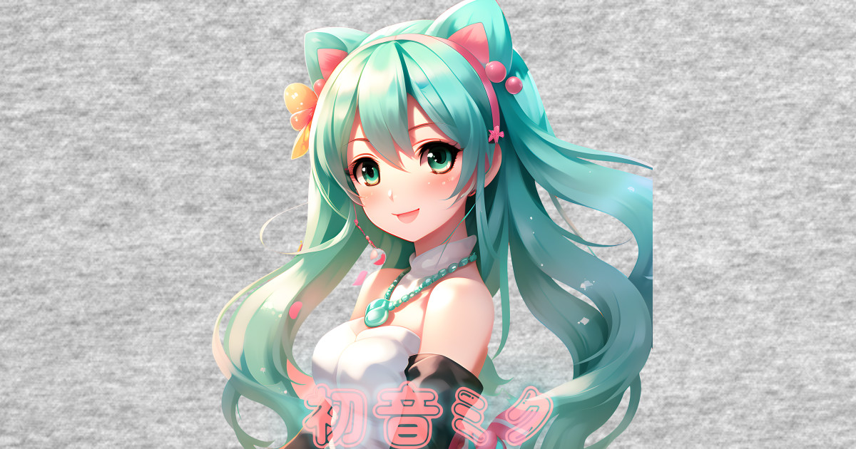 Hatsune Miku Kanji Design - Anime Art - T-Shirt | TeePublic