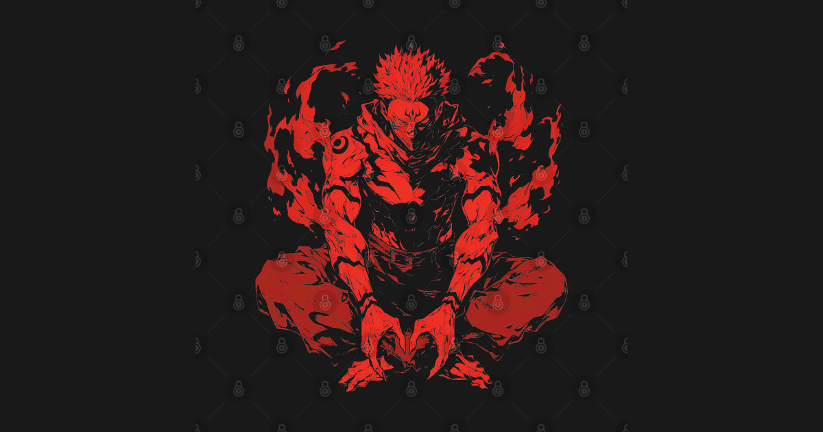 Sukuna True Form Intense Red Art - Sukuna - T-Shirt | TeePublic