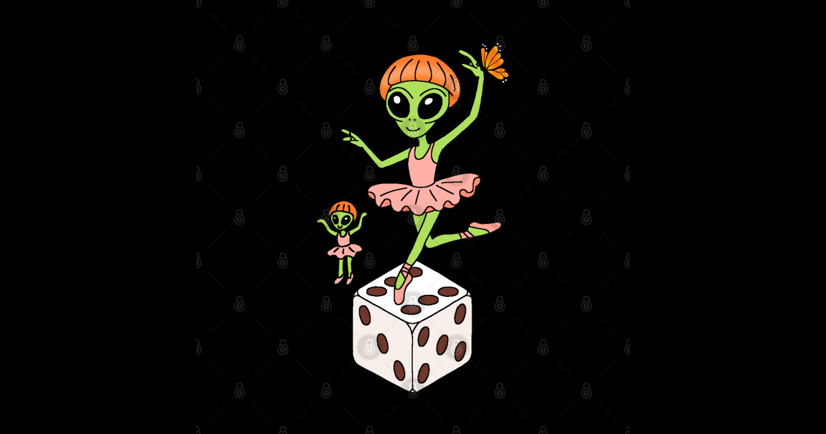 Alien Ballerina on Dice — Cosmic Dance of Luck - Alien Girl - Sticker ...