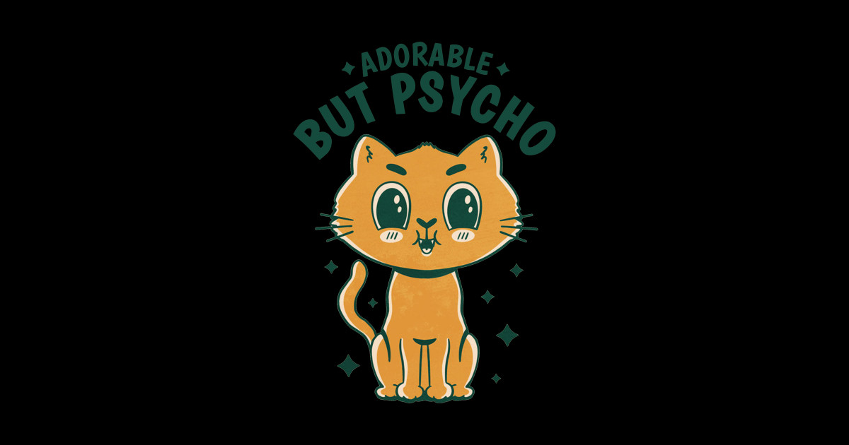 Cute psycho cat cartoon - Cat Lover Gifts - Sticker | TeePublic