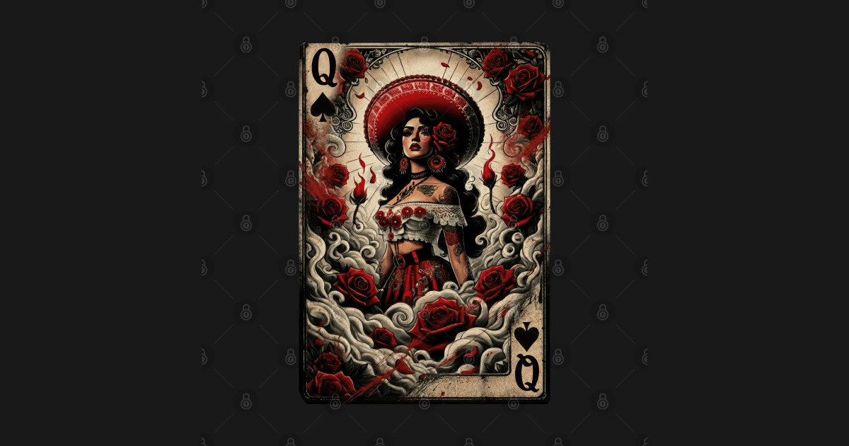 Queen of Spades Gothic Rose Card Art - Dark Queen Playing Card - T ...