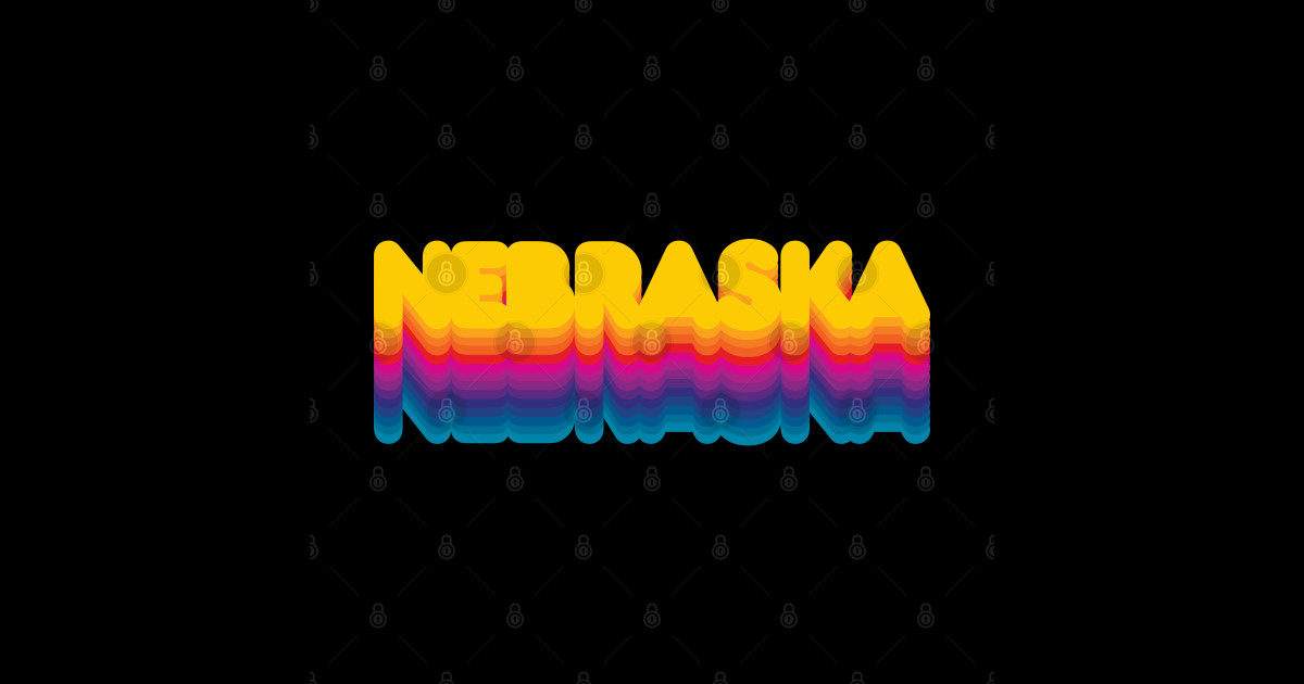 Nebraska 70's Rainbow Design - Nebraska - Sticker | TeePublic