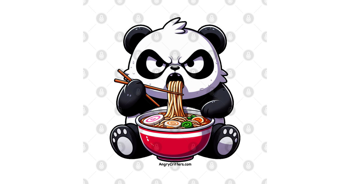 Angry Critters - Panda Eating Ramen - Angrycritters - T-Shirt | TeePublic