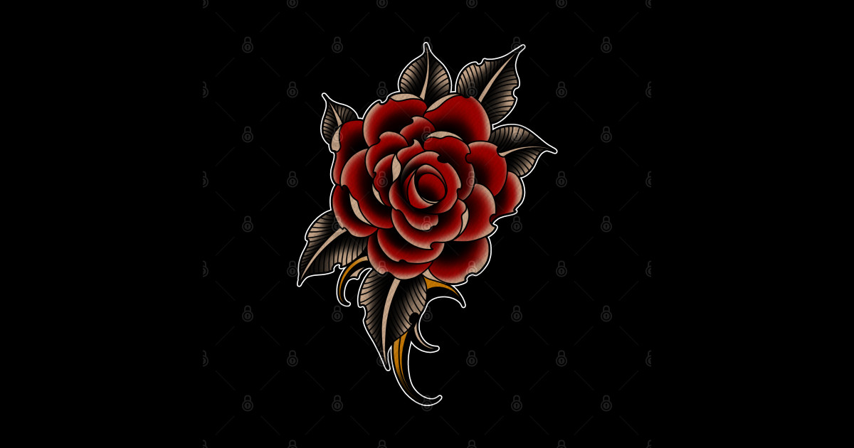 Rose Traditional Tattoo - Rose Tattoo - Sticker | TeePublic