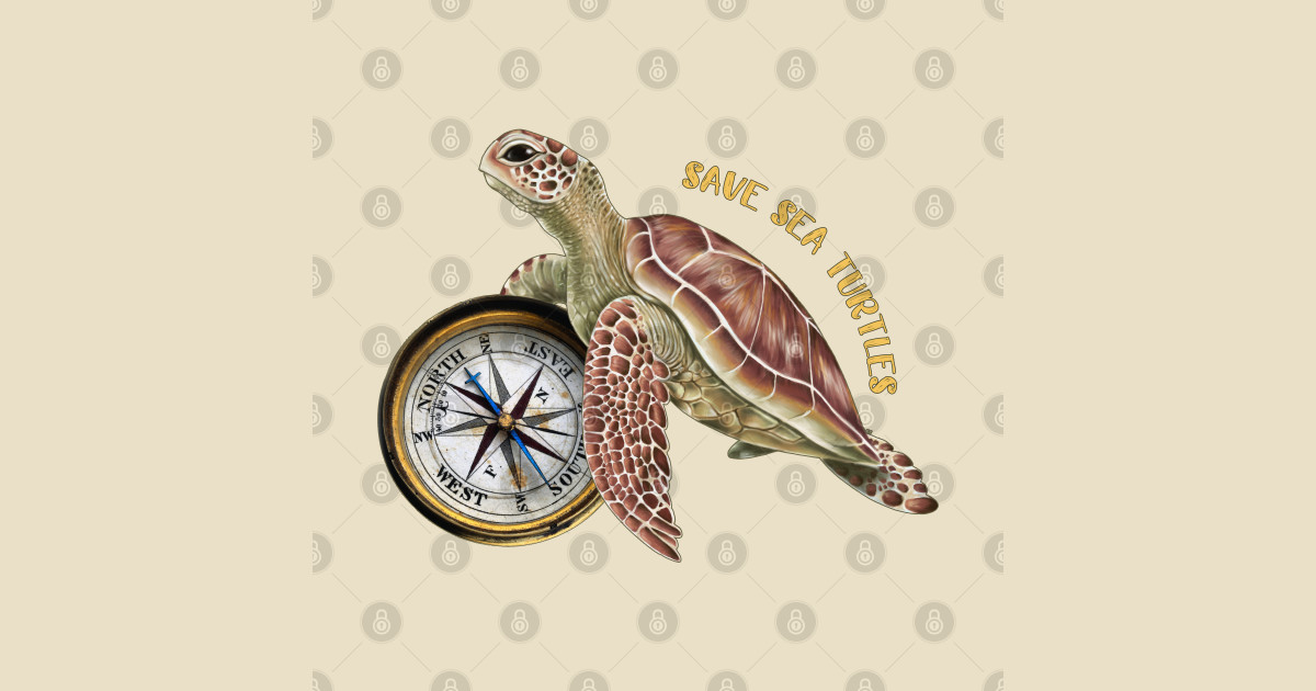 Save Sea Turtles Compass Art - Sea Turtle - T-Shirt | TeePublic