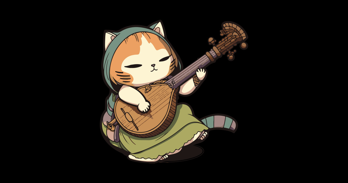Chibi Bard Cat - Bard - Sticker | TeePublic