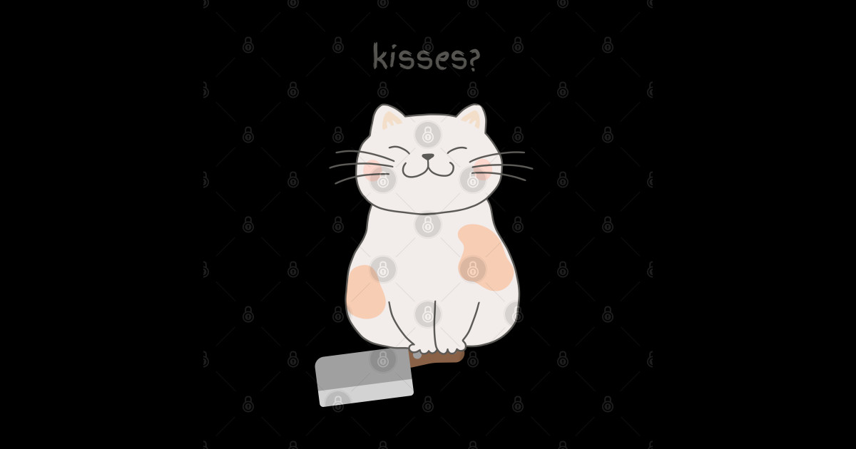 cat asking for kiss cute aesthetic illustration - Cat - Posters and Art ...
