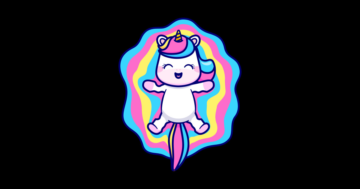 Cute Unicorn Playing With Rainbow Puddle Cartoon - Cute Unicorn Playing ...