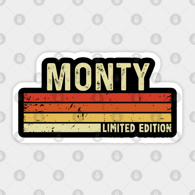 Monty Name Vintage Retro Limited Edition Gift - Monty - Sticker | TeePublic