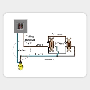 Two Way Switch Wiring Diagram Stickers for Sale | TeePublic