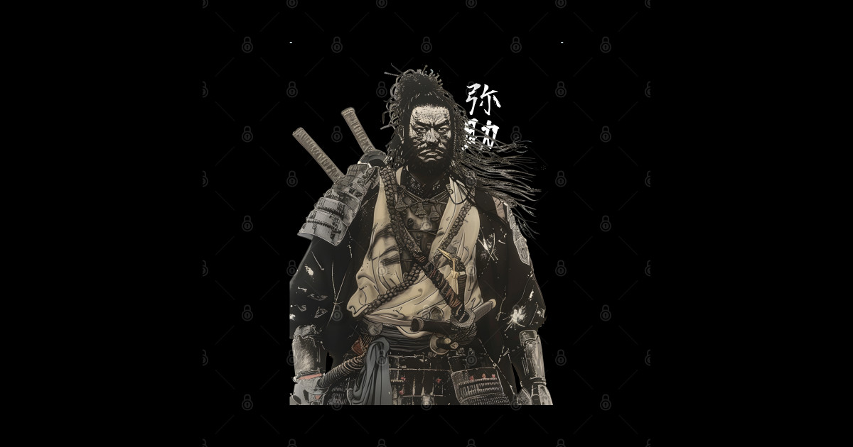 Yasuke (弥助) Black Samurai in 1579 Feudal Japan No. 12 on a dark ...