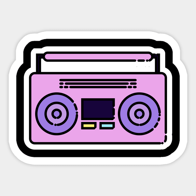 Vintage Pink Stereo // Line Art Sticker - Stereo - Sticker | TeePublic