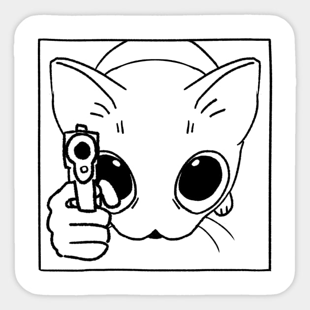 Cat with Gun - Cat - Sticker | TeePublic