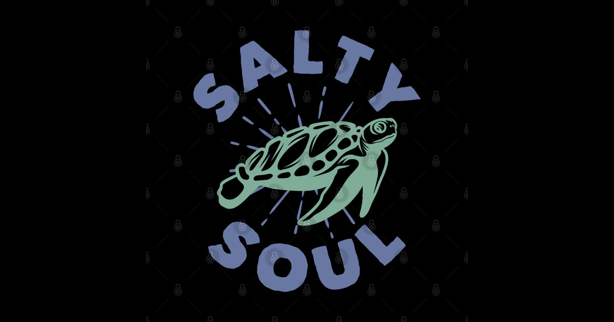 Salty Soul Turtle Typography - Cute - Turtle - Sticker | TeePublic
