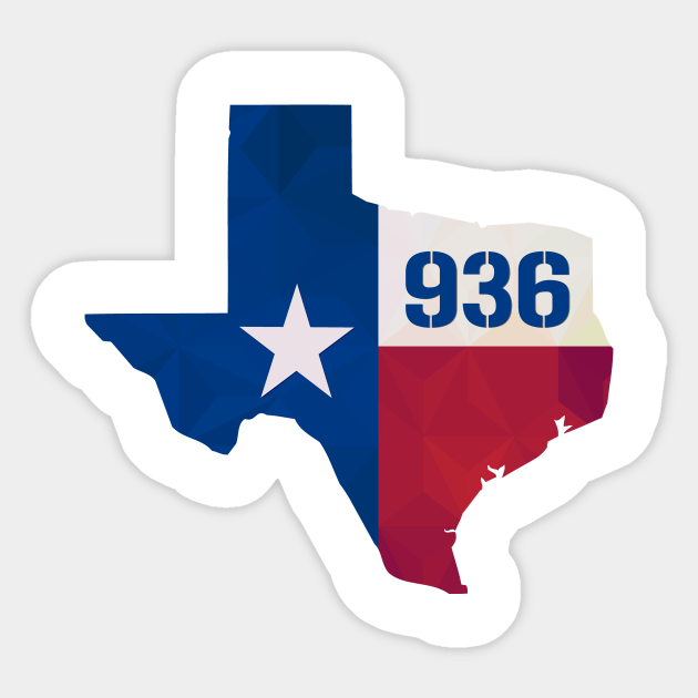 Texas USA 936 Area Code - Texas Usa 936 Area Code - Sticker | TeePublic