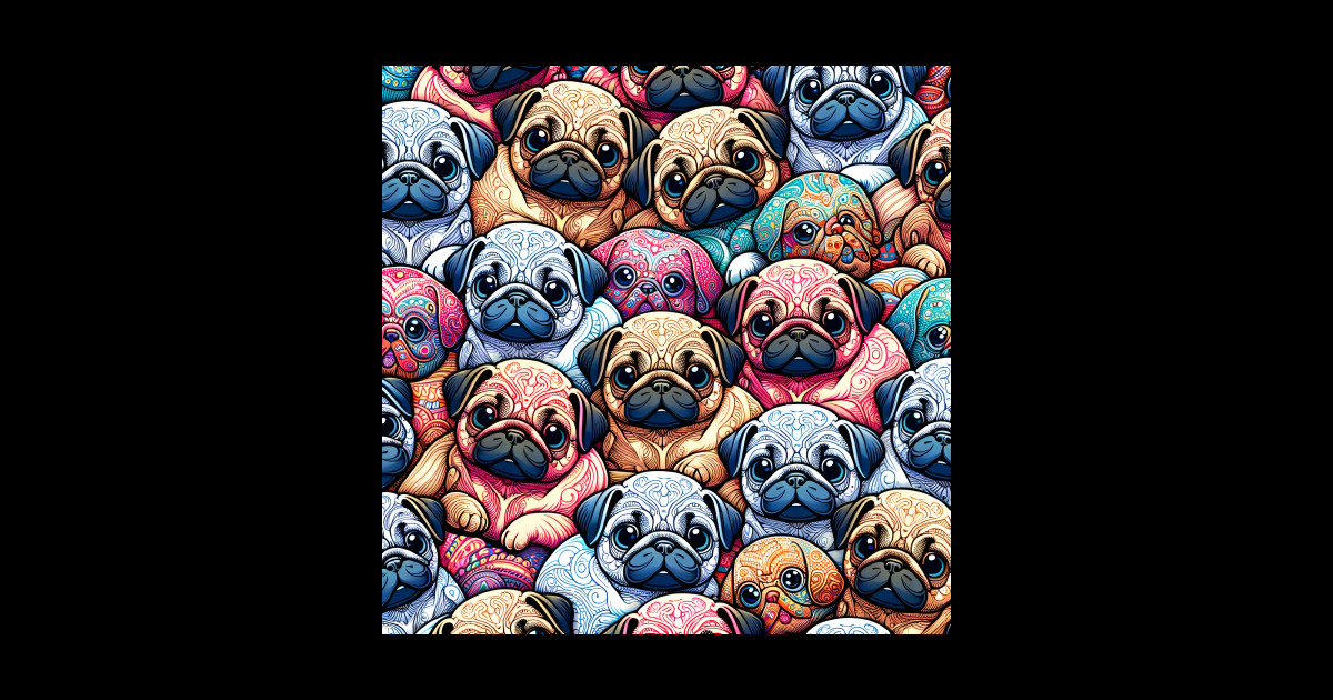 PUGS - Design Art - Sticker | TeePublic