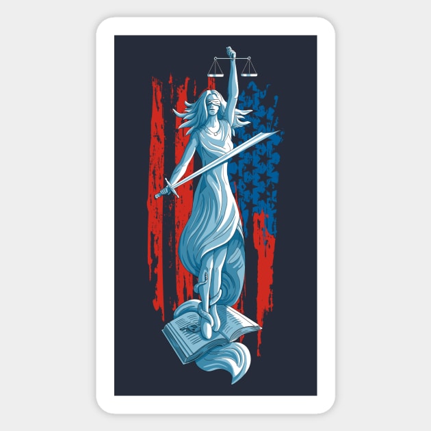 Lady Justice American Flag - Lady Justice And Weighing Scales - Sticker ...