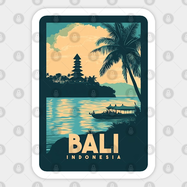 A Vintage Travel Art of Bali - Indonesia - Bali - Sticker | TeePublic