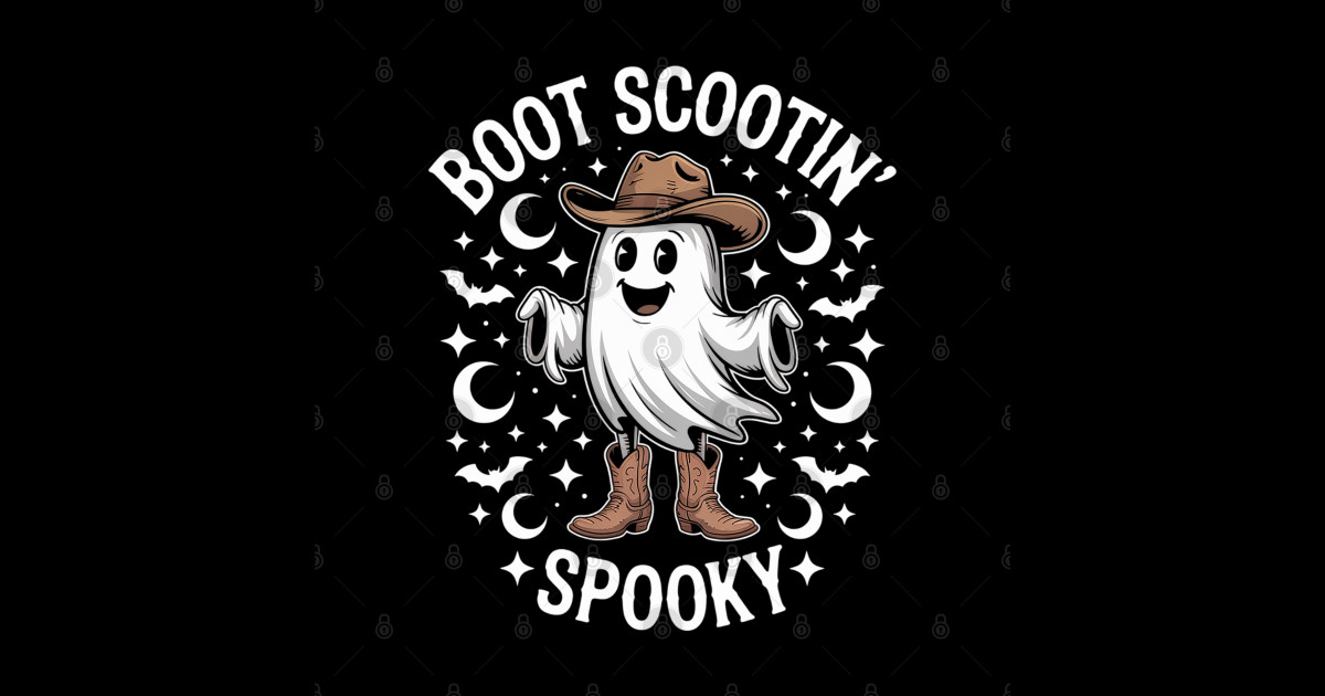 Boot Scootin Spooky Ghost - Boot Scootin Spooky Ghost - Sticker | TeePublic