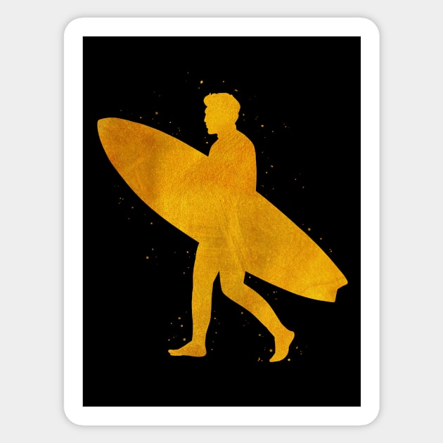 Surfer man gold - Surfer - Sticker | TeePublic