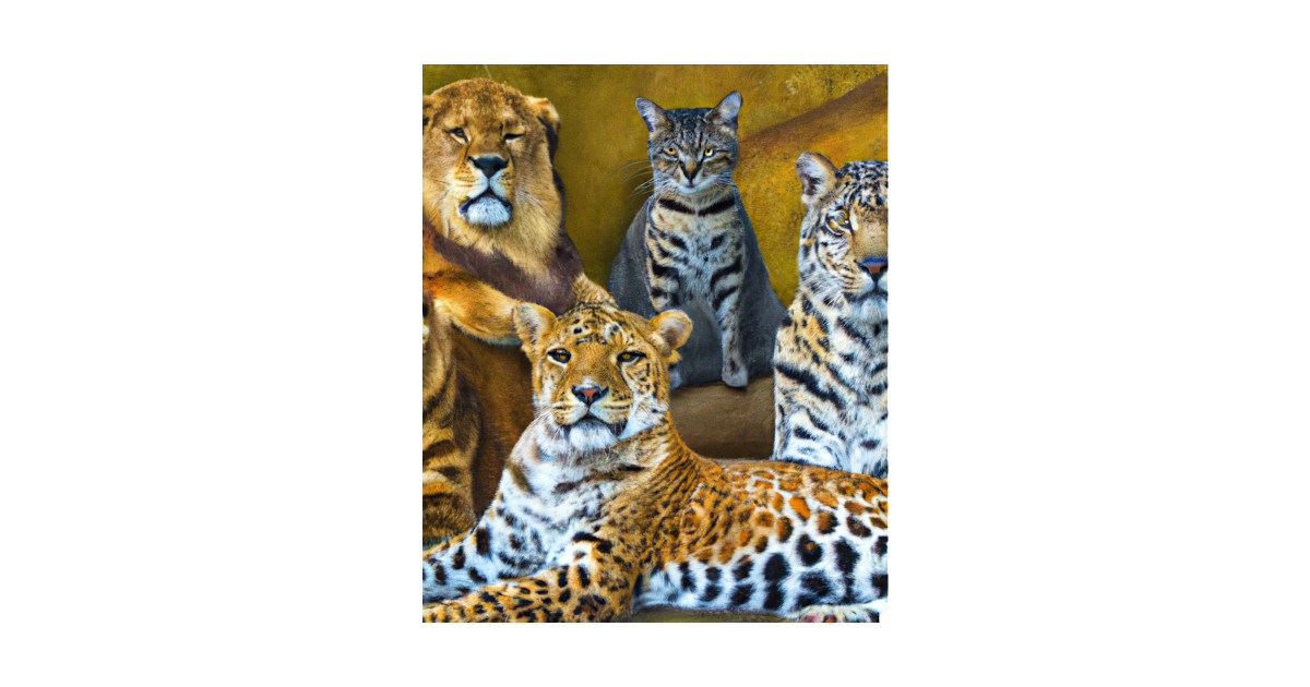 Big Cats Family - Oil Painting - T-Shirt | TeePublic