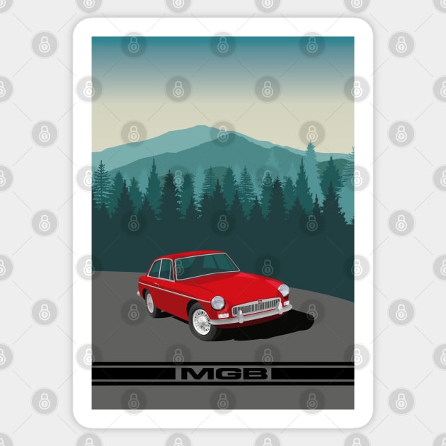 MGB GT Post-Card Style Poster - Mgb - Sticker | TeePublic