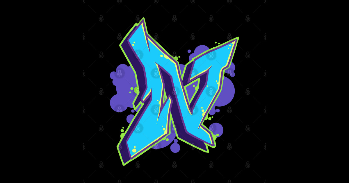 Letter N - Graffiti Street Art Style Blue - Graffiti Letter - Sticker ...