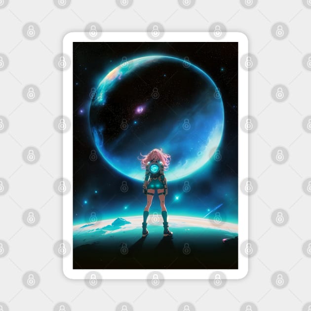 Abstract Art Anime Style Space Portal Girl Poster Young Woman Stickers ...