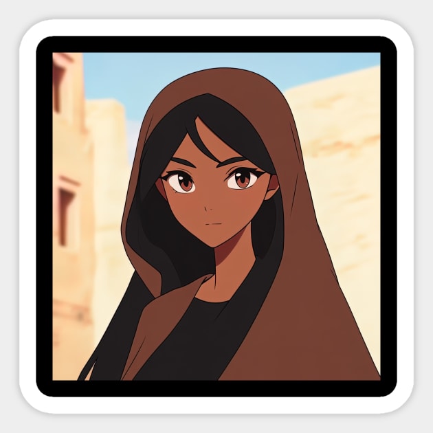 Libyan woman | Anime style - Libyan Woman - Sticker | TeePublic