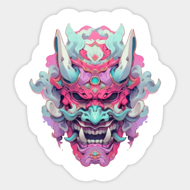 Pastel Oni Mask - Oni Mask - Sticker | TeePublic