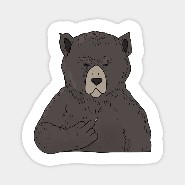 Grumpy Brown Bear Holding Middle Finger - Middle Finger - Magnet ...